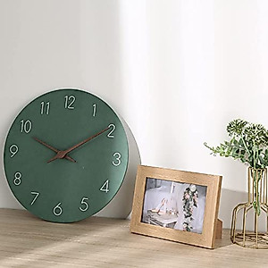 Wall Clock 12 Inch Large Wall Clocks Battery Operated Rustic Wooden Modern Silent Wall Clock Round Easy to Read Non Ticking Analog Clock for Bedroom Living Room Office Kitchen Bathroom Home Deoor