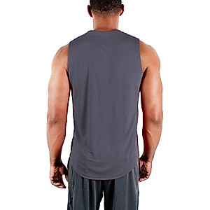 DEVOPS 3 Pack Men's Muscle Shirts Sleeveless Dry Fit Gym Workout Tank Top (Medium, Black/Charcoal/Red)