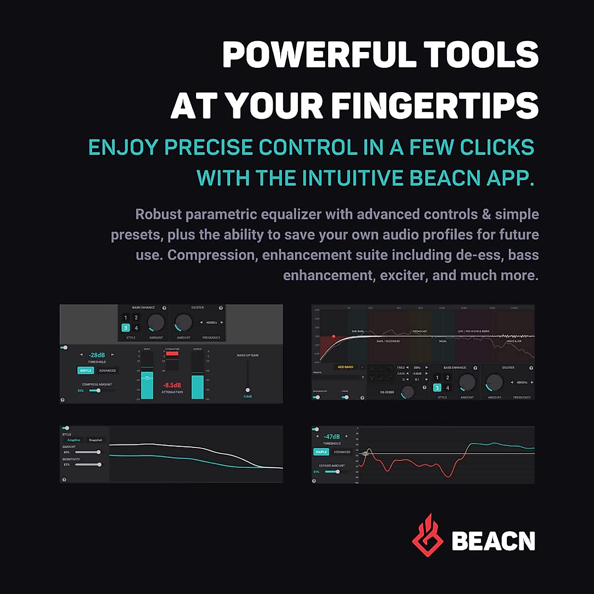 BEACN Dark Dynamic USB Mic for PC | Professional Microphone for Podcast, Gaming Mic, Streaming Mic | Studio-Quality Desk Mic for YouTube, Twitch, and Recording | Microphone for PC, Gaming & Streaming