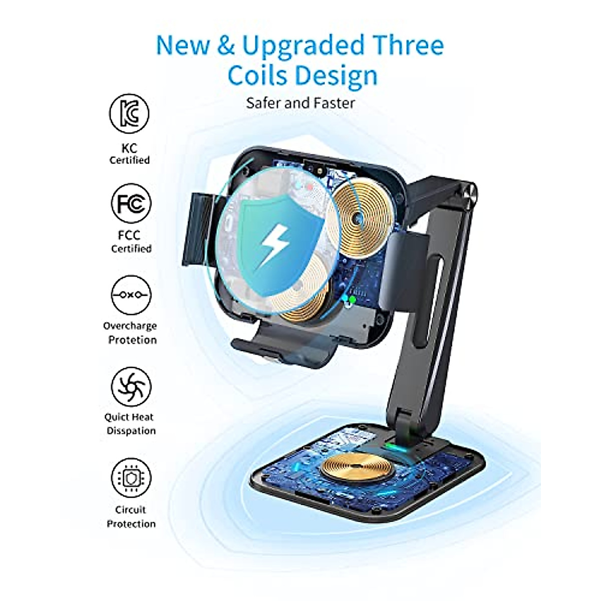 ANPULES Wireless Charger Stand for Z Fold 4/3/2, ANPULES [3 Coils] 2 in 1 Charging Station for Samsung Galaxy Buds 2 Pro/Pro / 2 / Live and Z Fold Series