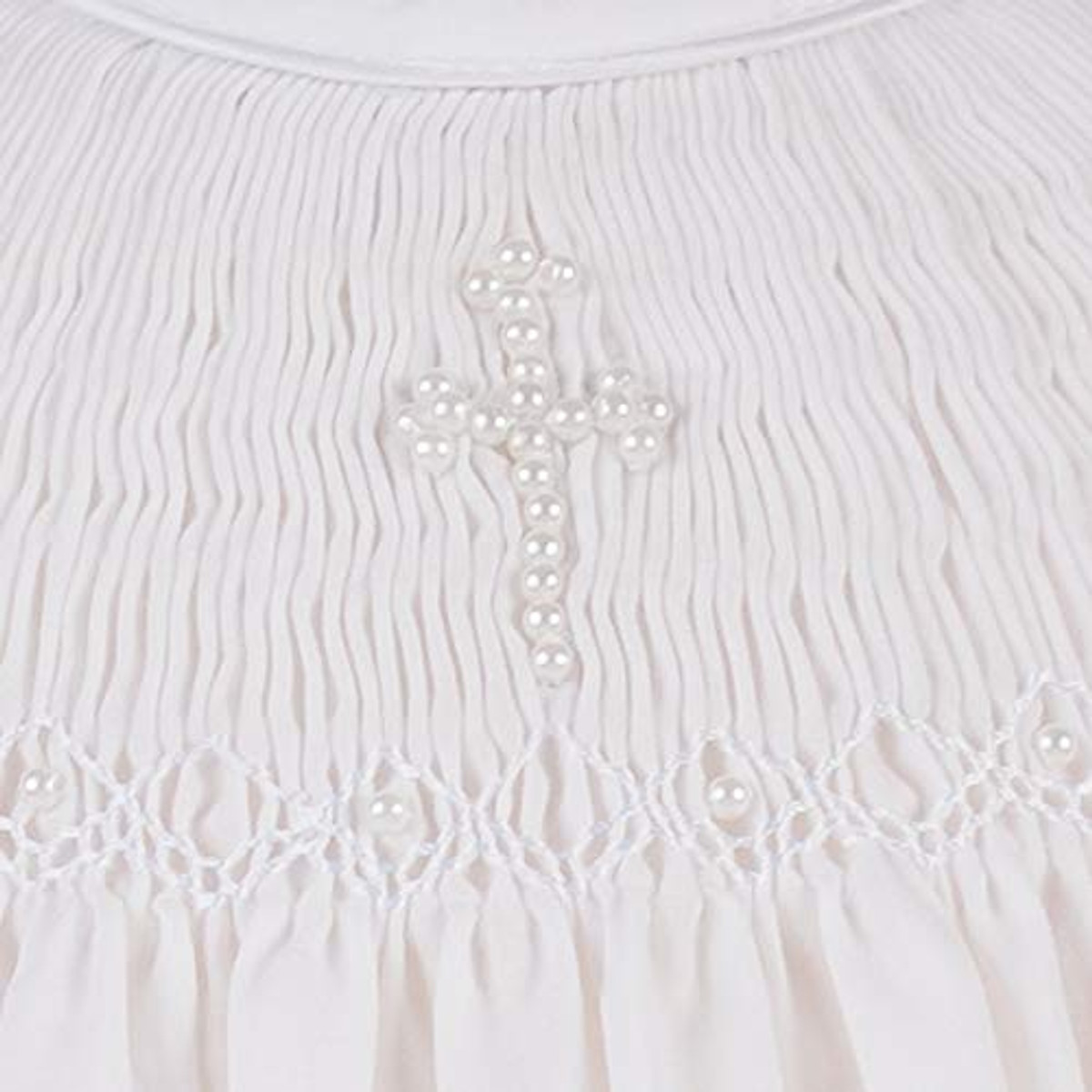 Hand Smocked Baptism Dresses for Baby Girls Christening Dresses for Baby Girl Pearl Cross Bishop Dress Baby Girls' Christening Clothing Baby Girl Baptism Dress with Bonnet White