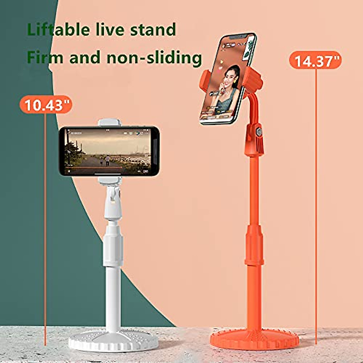 Amazing 7 Liftable Live Broadcast Stand, Retractable Desktop Phone Stand, Cell Phone Stands, Phone Holder, Live on YouTube Instagram, Video, Makeup, Online Classes (Ivory White)