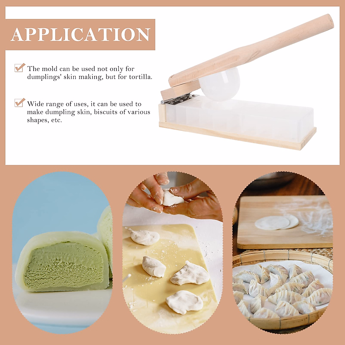 GANAZONO Tortilla Press Plastic Tortilla Maker Wood Dumpling Press Maker Chinese Baozi Press Dough Press Pierogi Maker Ravioli Hand Pie Maker Pastry Kitchen Gadgets Tool