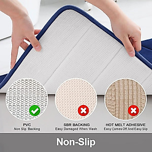 Buganda Memory Foam Bath Mat Rug, 30" x 20", Ultra Soft and Non-Slip Bathroom Rugs, Water Absorbent and Machine Washable Bath Rug for Bathroom, Shower, and Tub, Navy Blue