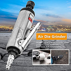 WALFRONT Die Grinder 1/4 Air Die Grinder Angle Die Grinder Straight Die Grinder Kit Grinding Engraving Machine 18000‑20000rpm 90psi 6.2Bar Pneumatic Die Grinder (AT-7033K Large)