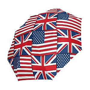 ALAZA Union Jack British Flag 3 Folds Auto Open Close Anti-UV Umbrella