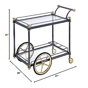 ACME Cyrus Serving Cart - - Black/Gold & Clear Glass