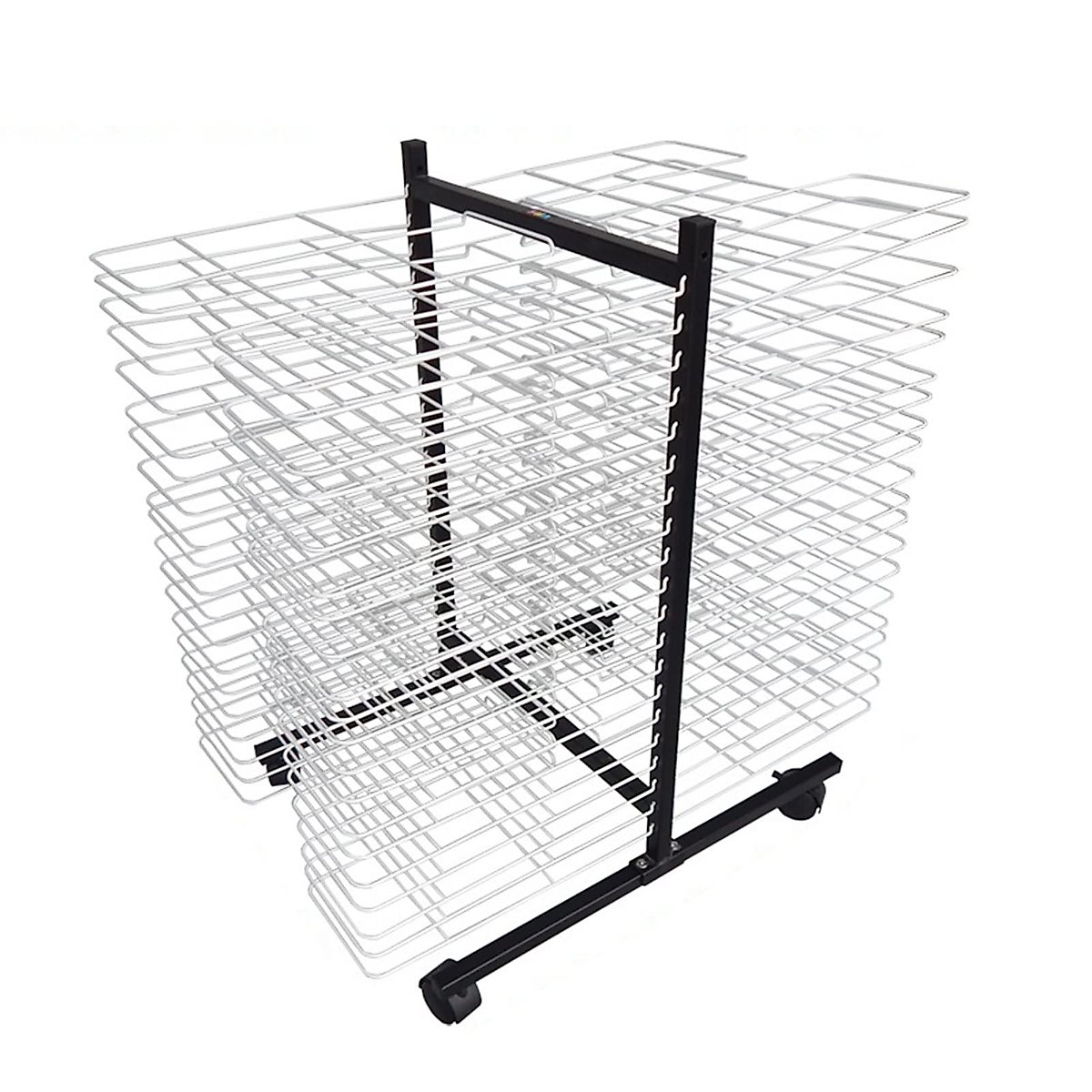 Art Drying Rack for Classroom, Mobile Paint Drying Rack Double-Sided 40 Shelves Metal Artwork Storage Display Rack Canvas Stack Rack with Wheels for Schools, Art Studios