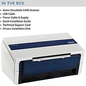 Visioneer Xerox DocuMate 6440 Duplex Document Scanner for PC and Mac, Automatic Document Feeder (ADF), white & navy (XDM6440-U)