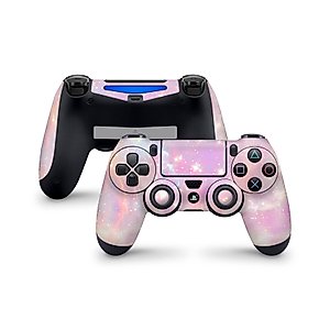 ZOOMHITSKINS Compatible with PS4 Controller Skin, Pink Pastel Galaxy Star Mauve Light Purple Rose, Durable, 3M Vinyl, Made in The USA