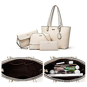 Women Fashion Handbags Wallet Tote Bag Shoulder Bag Top Handle Satchel Purse Set 4pcs