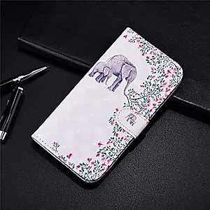EMAXELER Xiaomi Redmi Note 9 Case 3D Print Full Stylish PU Leather Shockproof Flip Wallet Bookstyle Magnetic Case with Kickstand Credit Cards Slot for Xiaomi Redmi Note 9 CT 3D: Flower Elephant