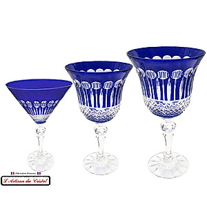 6 Red/White Wine Water Crystal Glasses - 6 Colors Assortments - Roemer Service Diamant (22cl) - Klein House - Company : Artisan du Cristal - Gift Set - Stamped : Klein 54120 Baccarat France