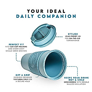 Neon Kactus - Double-Walled Coffee Cup, Reusable Coffee Cup with Resealable Lid, Food-Grade Silicone Seal and Sleeve, Insulated Coffee Tumbler, Leakproof Travel Mug, Recyclable, Super Sonic, 16oz