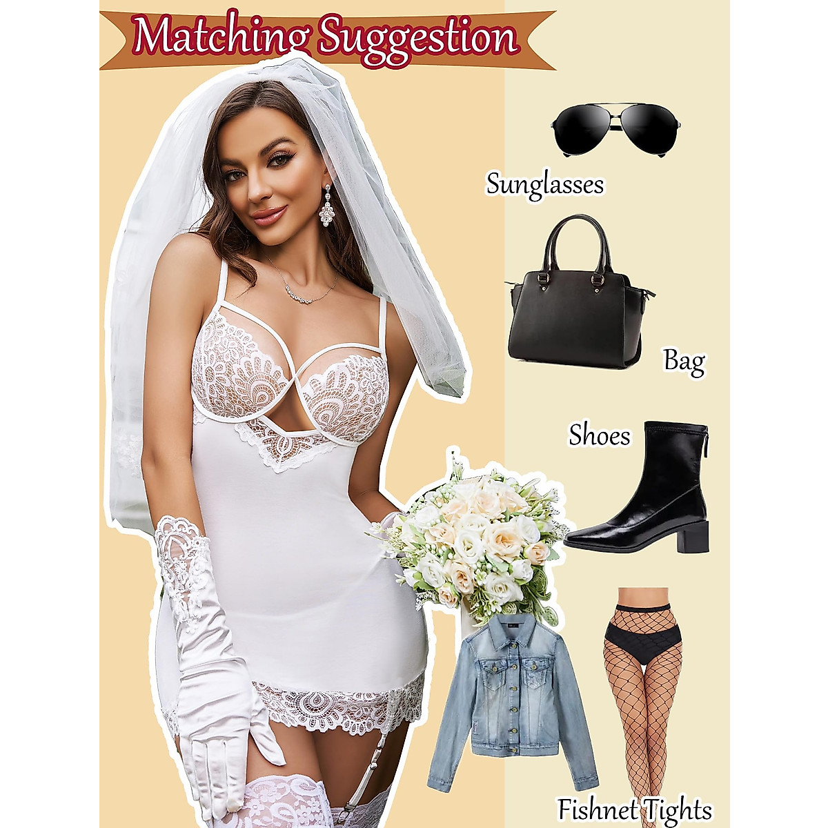 Avidlove Bridal Lingerie Womens Lingerie Teddy Bodysuit with Garter Belt Lace Babydoll Full Slips No Stockings (1 White, S)