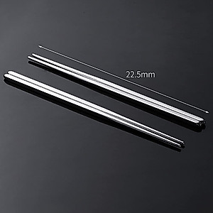 Taohang 5 Pairs Stainless Steel Reusable Chopsticks Dishwasher Safe Metal Chopsticks Lightweight Chop Sticks for Home and Restaurant (square)