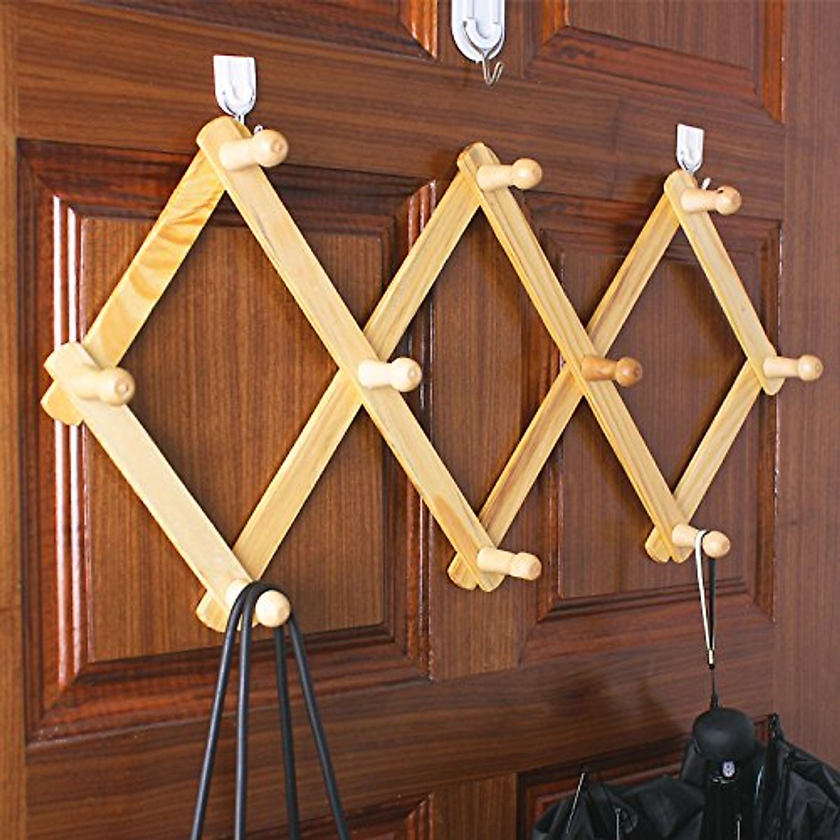 Candyqueen 1Pcs Hanging Wall Wooden Peg Hooks Wall Rack Hanger for Coat/Keys/Hats/Purse/Bag/Coffee Mugs Home Decor