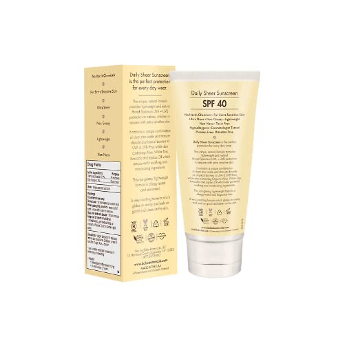 Babo Botanicals Daily Sheer Mineral Face Sunscreen Lotion SPF 40, Fragrance Free, 1.7 Fl Oz