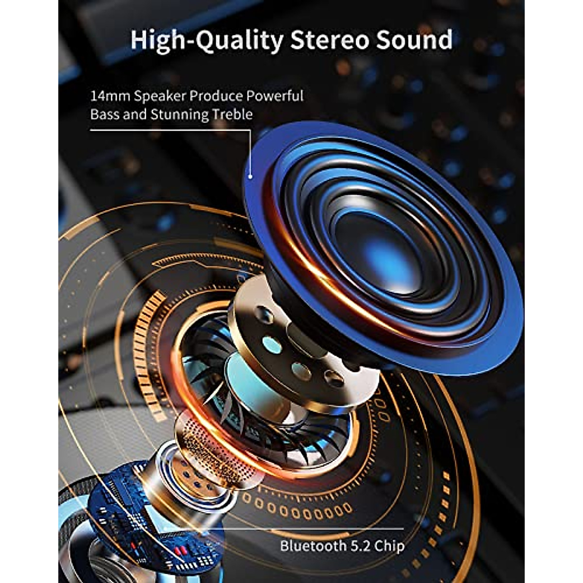 JOYHOOSH Wireless Bluetooth Earbuds, Bluetooth 5.2 Wireless Ear Buds with Charging Case Stereo Sound Earphones Wireless Headphones with Microphone 35H Playtime & Power Display IPX6 Waterproof (Black)