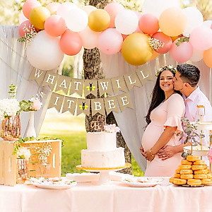 Rainlemon Jute Burlap What Will It Bee Banner Bumble Bee Theme Gender Reveal Boy or Girl Party Garland Decoration