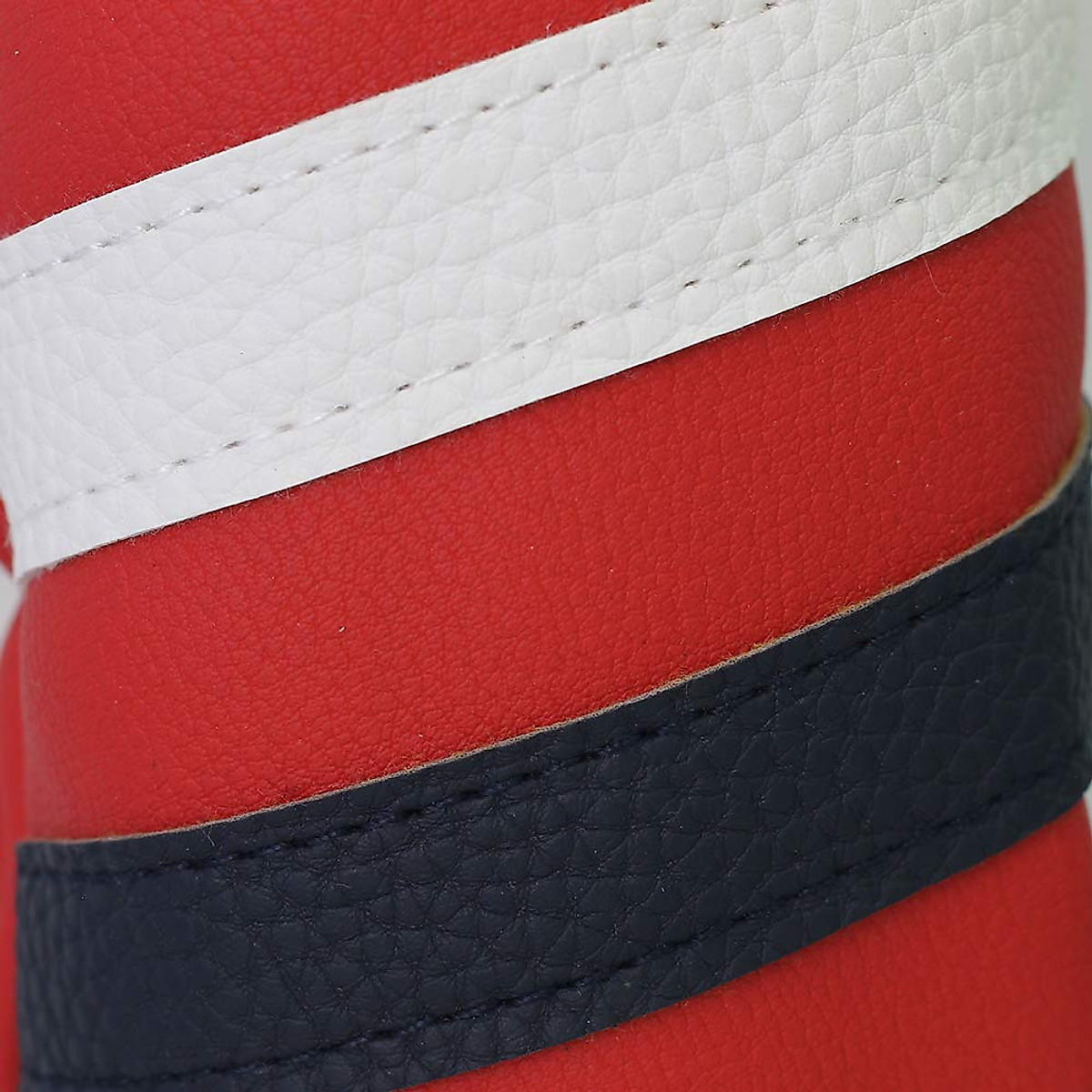 Majek Retro Golf Headcovers Red with White and Blue Stripe Vintage Leather Style 1 3 5 Driver and Fairway Head Covers Fits 460cc Drivers Classic Look