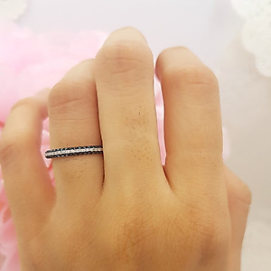 Dazzlingrock Collection 0.20 Carat (ctw) 10K Round Blue & White Diamond Ladies Wedding Band 1/5 CT, Rose Gold, Size 5.5