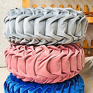 ANBP Pleated Velvet Round Throw Pillow Round Home Decorative Pillow for Couch Sofa Bed Armchair Floor Cushion Yellow