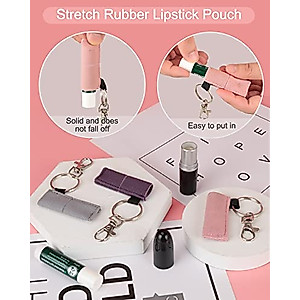 Lip Balm Holder Chapstick Holder Sleeves Holder Pouch Elastic Lip balm Holder Lipstick Lip Gloss Holder With Hook Stocking Stuffers Gift for Women (5pcs)