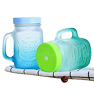 16 oz mason jars drinking glasses mugs with handles colorful straw and lids colored glass Old Fashioned Bottles Cup 4 pack for drinks coffee lemonade water