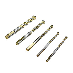 Rannb 5pcs Masonry Drill Bits Four Sizes 6mm,8mm,10mm,12mm Drilling Dia Triangle Hand Drill Bit Set for Metal Concrete Tile Glass Wood Marble Ceramic Brick