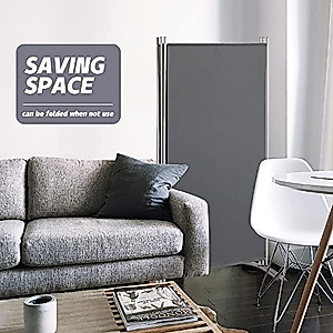 Maxhonor 3 Panels Room Divider 6 FT Tall Weave Material Room Divider, Double Hinged Folding Privacy Screens, Freestanding Room Dividers, Grey