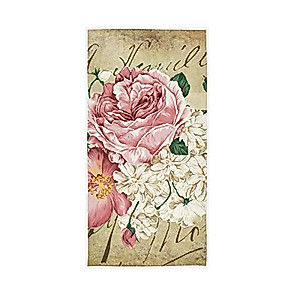 Soft Hand Towels, Vintage Rose Floral Highly Absorbent Hand Towels for Bathroom, Hand, Face, Gym