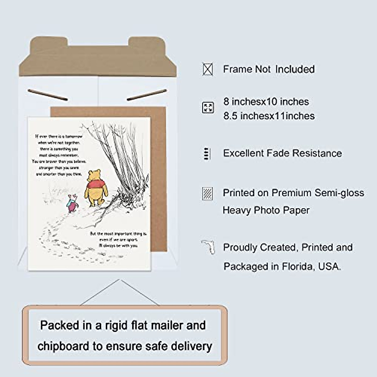 Winnie Pooh Art Print - Nursery Wall Decor - A. A. Milne Quote Classic Poster - If Ever There Is A Tomorrow - Boys Girls' Bedroom Decor - Encouragement Gift - Unframed Print (8"x10")