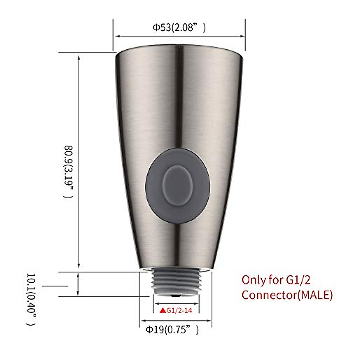 Kitchen Faucet Sprayer Head 2-Function Nozzle Spout G1/2 Connector Pull Down Pull Out Kitchen Tap Hose Sprayer Filter Sink Spray Head Replacement Part Brushed Nickel