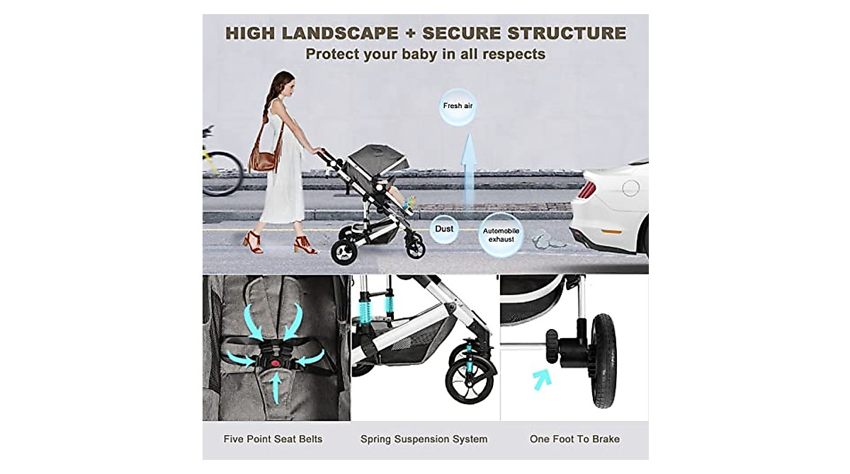 Kinder King 3-in-1 Stroller: Bassinet, Pram & Toddler Ready