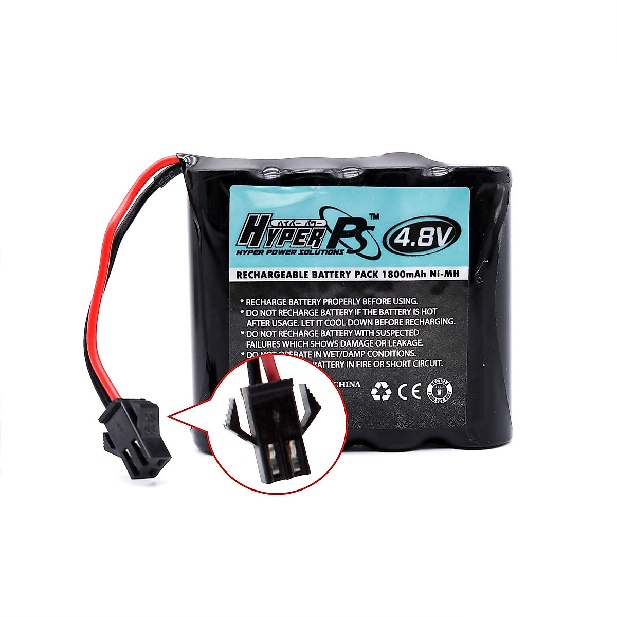 HYPERPS 4.8V 1800mAh Ni-MH 4 Cell Rechargeable AA Battery Pack SM-2P Plug