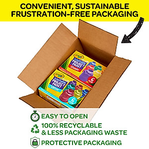 Crayola Washable Kids Paint Set (12ct), Classic and Glitter Paint for Kids, Arts & Crafts Supplies, Toddler Painting Kit, 3+ [Amazon Exclusive]