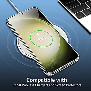 SPIDERCASE for Galaxy S23 Case, [10 FT Military Grade Drop Protection] [Crystal Clear], 2 Pack [Tempered Glass Screen Protector+Camera Lens Protector] [Not Yellowing] Slim Case, Clear