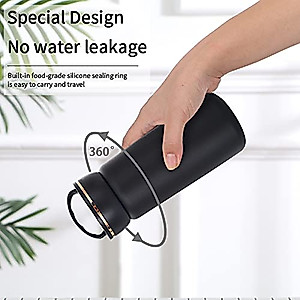 Vacuum Insulated Hot Water Bottle Stainless Steel Flask Travel Mug Coffee Cup 13OZ ,Black