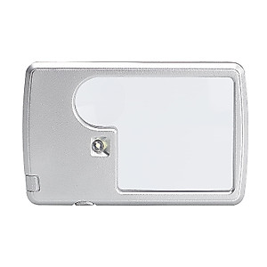 Pocket Magnifying Glass 30X & 60X LED Lighted Magnifier Slide Out Magnifying Glass Handheld Reading Magnifier Square Magnifying Loupe for Jewelry Stamps Watches Crafts Textile (Silver)