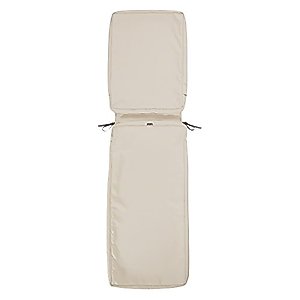 Classic Accessories Montlake FadeSafe Water-Resistant 80 x 26 x 3 Inch Outdoor Chaise Lounge Cushion Slip Cover, Patio Furniture Cushion Cover, Antique Beige, Patio Furniture Cushion Covers