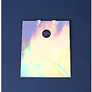 Lidelazon Iridescent Party Bags with Handles (12 Pack) Holographic Silver Foil Gift Bags, Treat Bags, Favor Bags, Party Favors, Favor Gifts for Guests, Thank You Bags, Welcome Bag