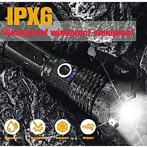 SDKWDH Rechargeable LED Flashlights High Lumens, 150000 Lumens Super Bright Tactical Handheld Flash Light, Powerful Emergency Linternas, Zoomable, Waterproof, Long Lasting, for Hiking Camping Gift