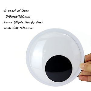 5.9 Inches Giant Wiggle Eyes with Self Adhesive, Black White Googly Eyes for DIY Crafts Christmas Tree Decoration
