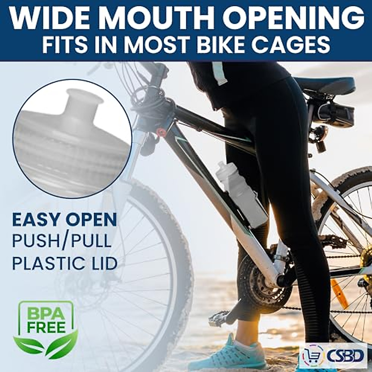 CSBD 20 oz. Bulk Reusable Plastic Water Bottles, 10 Pack, Made in USA, Clear, BPA Free, Perfect for Gym, Cycling, Hiking, Yoga, Fits Bike Cages, Ideal for Sports Teams, Parties, Customizable