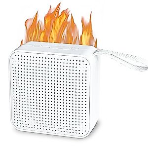 MSELTOS Fireplace Crackling Sound Maker, 2 in 1 Realistic Rechargeable Fire Crackling Sound Machine for Gas & Electric Fireplace, Fire Crackler Sound System, 3H Timer, 16 Levels of Volume (White)