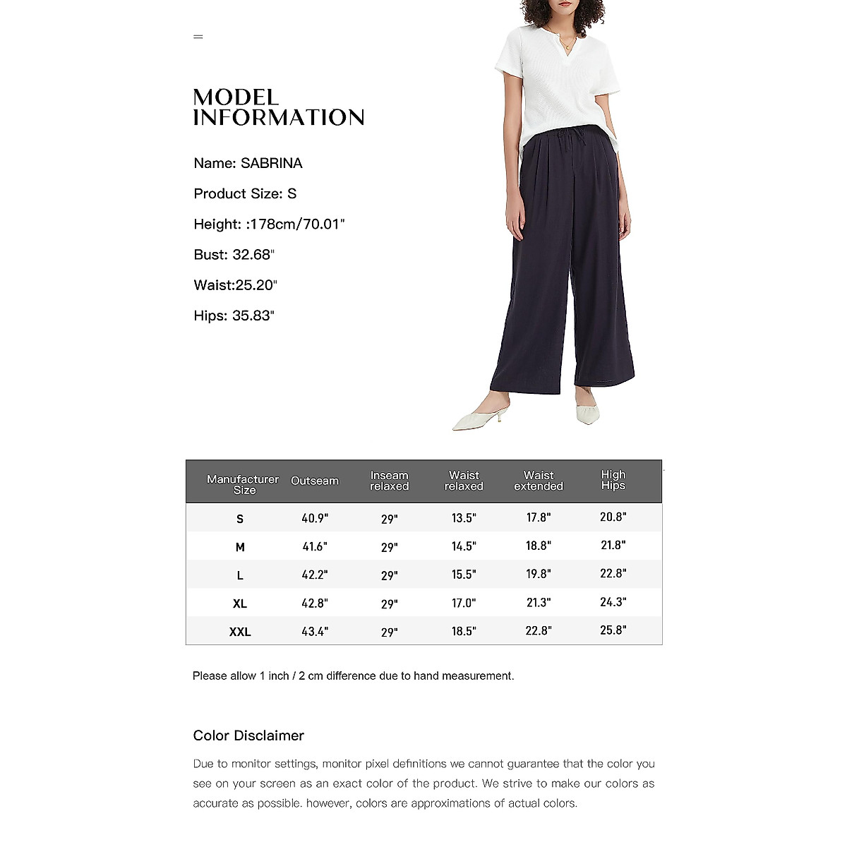 PACIBE Womens Cotton Linen Pants Summer Casual Drawstring High Waisted Palazzo Flowy Wide Leg Trousers with Pockets, XL Deep Blue