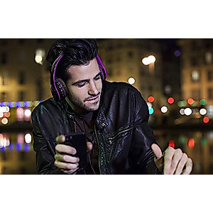 Viwind Bluetooth Wireless Headphones Over Ear with Mic, Foldable Noise Cancelling Headset for Travel Work TV PC Android Cellphone 【Hi-Fi Stereo &Comfortable Earpads】-Purple