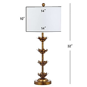 SAFAVIEH Lighting Collection Lani Antique Gold Leaf 32-inch Bedroom Living Room Home Office Desk Nightstand Table Lamp Set of 2 (LED Bulbs Included)