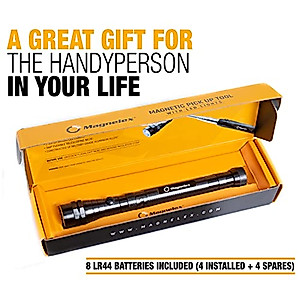 Magnelex Magnetic Pickup Tool - Stocking Stuffers for Men - Christmas Gift for Dad, Husband, Son. Unique Gift and Stocking Stuffer Idea. Telescoping Magnet Stick with LED Lighted Head & Magnetic Base